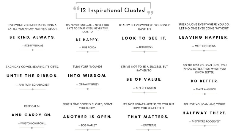 Printable 2024 Monthly Calendar W/ Inspirational Quotes - Etsy