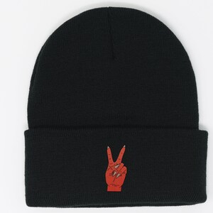 Demon Hands Peace Sign Beanie - Etsy
