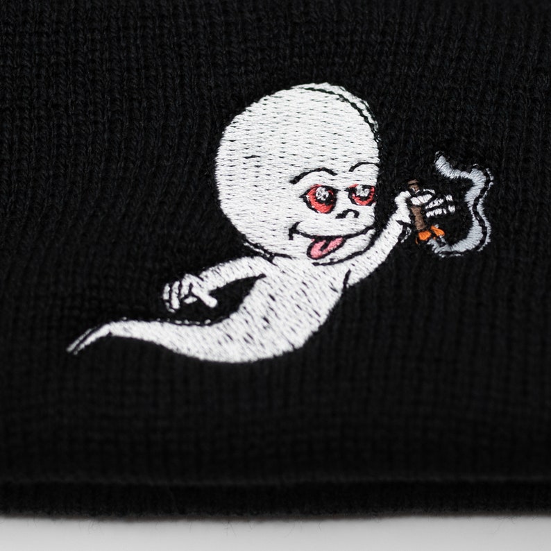 Ghost Smoking Blunt Beanie Embroidered 420 Weed - Etsy