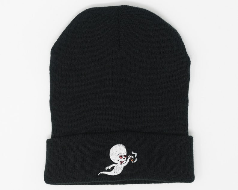 Ghost Smoking Blunt Beanie Embroidered 420 Weed | Etsy