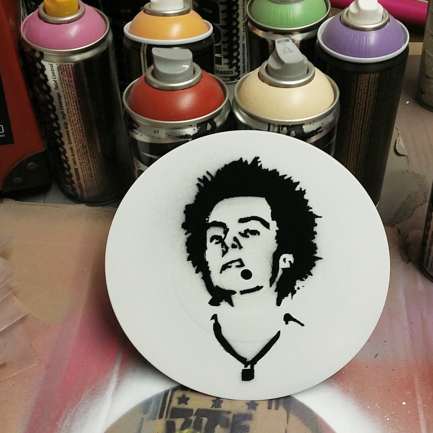 Sid Vicious The Sex Pistols Custom 7 Ep Stencil Art Etsy