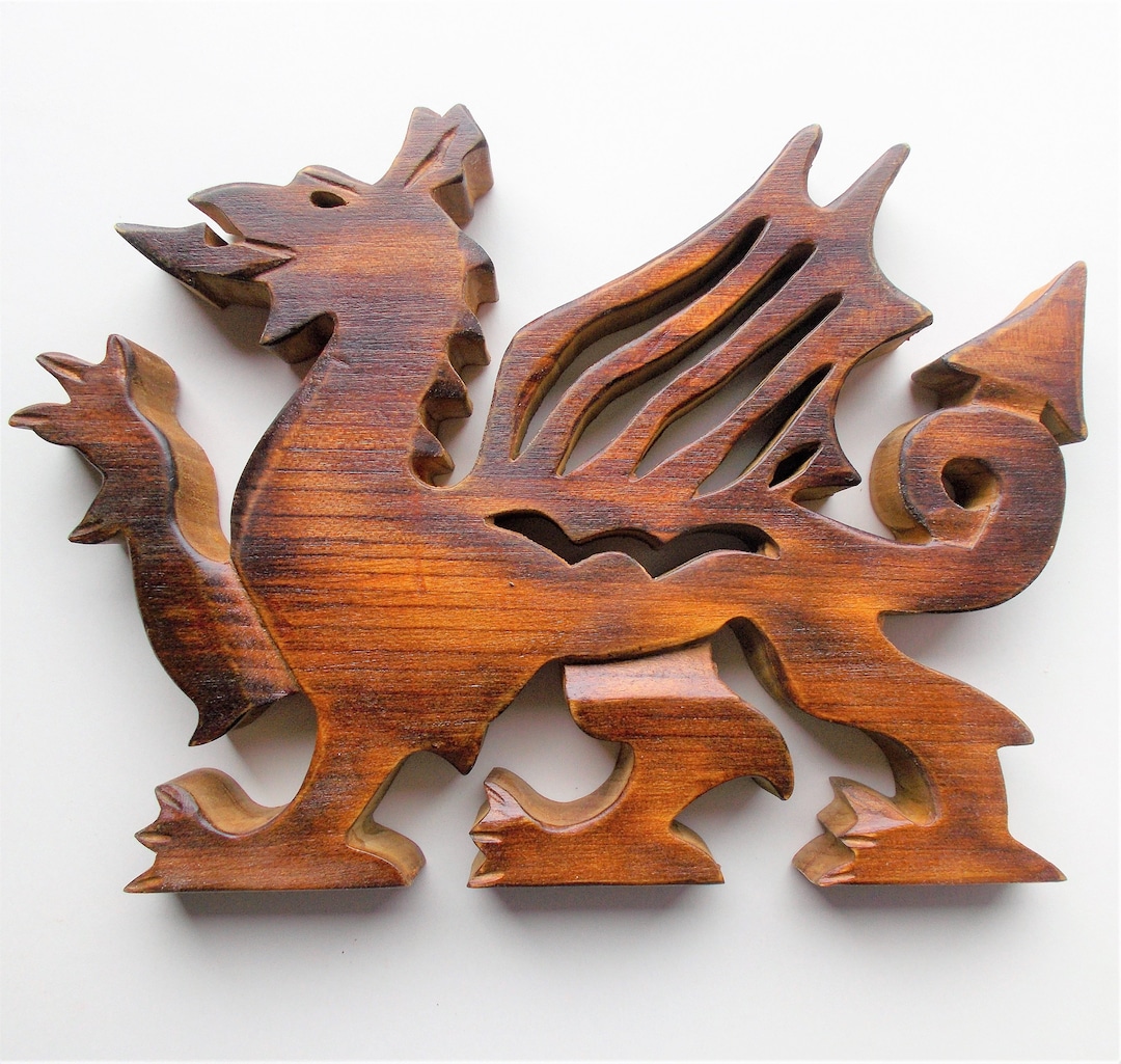 Hand Carved Hardwood Welsh Dragon Wall Plaque - Etsy