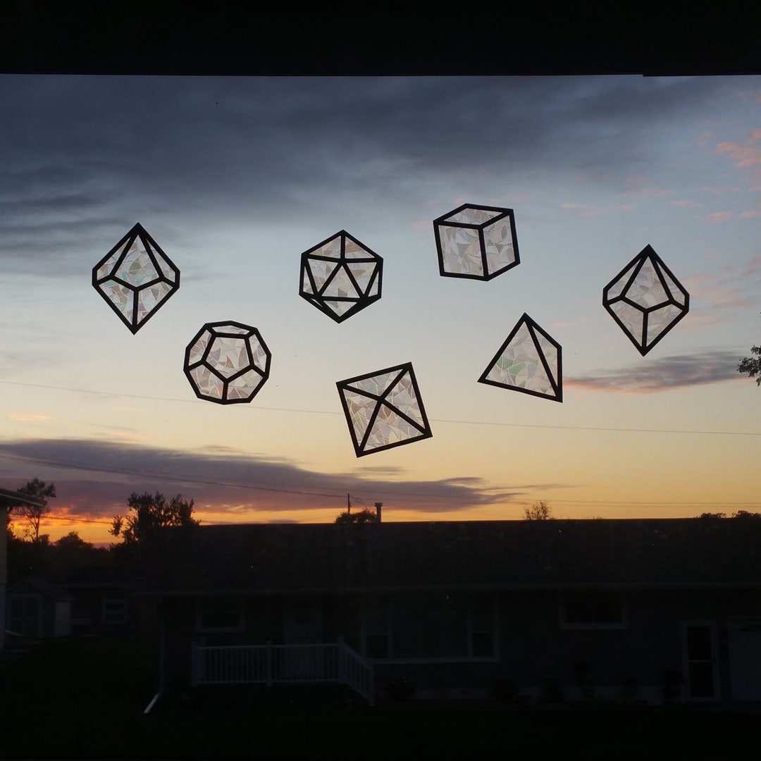 DND Polyhedral Dice Sun Catching Window Clings 7 Piece Set Prism ...