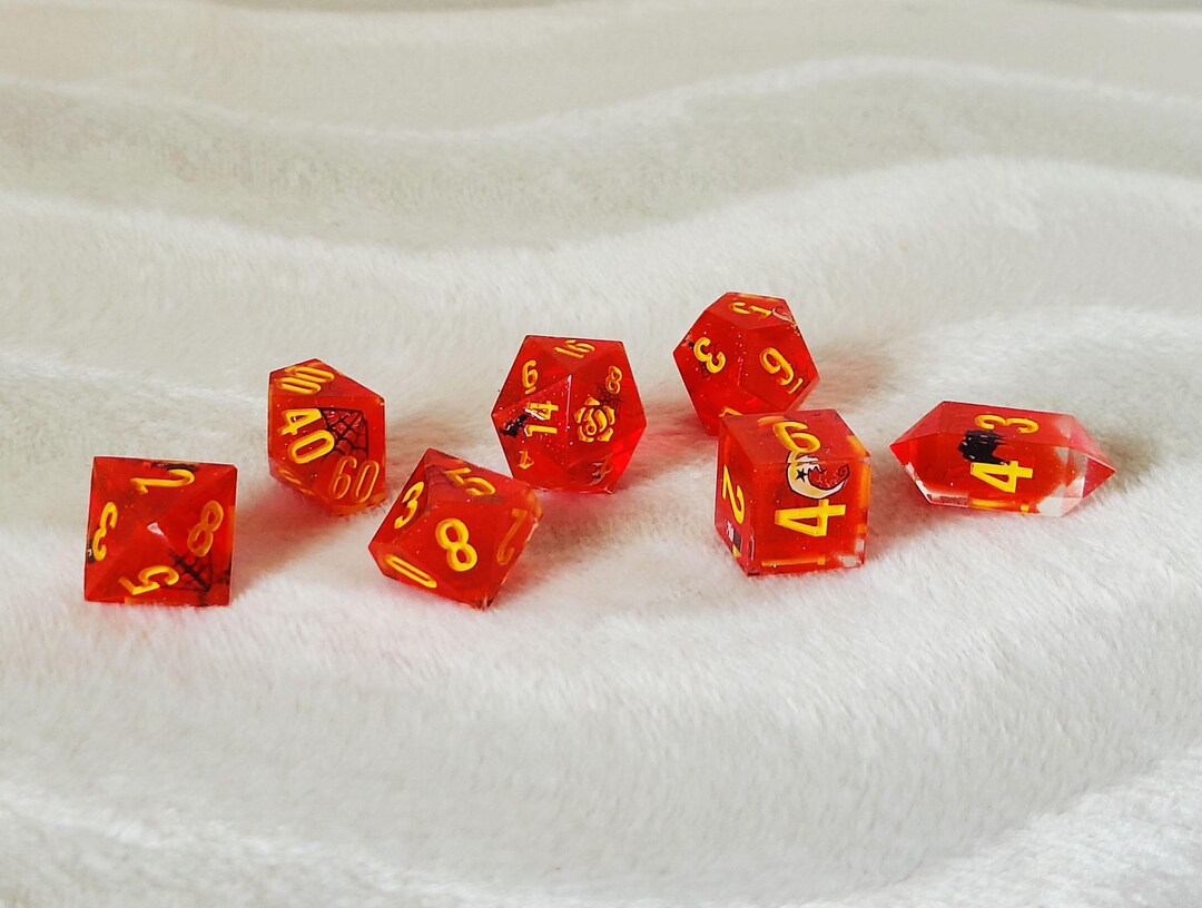 Spooky Dice - 7-piece Set - DND Polyhedral Dice - Sharp Edge - Made by ...