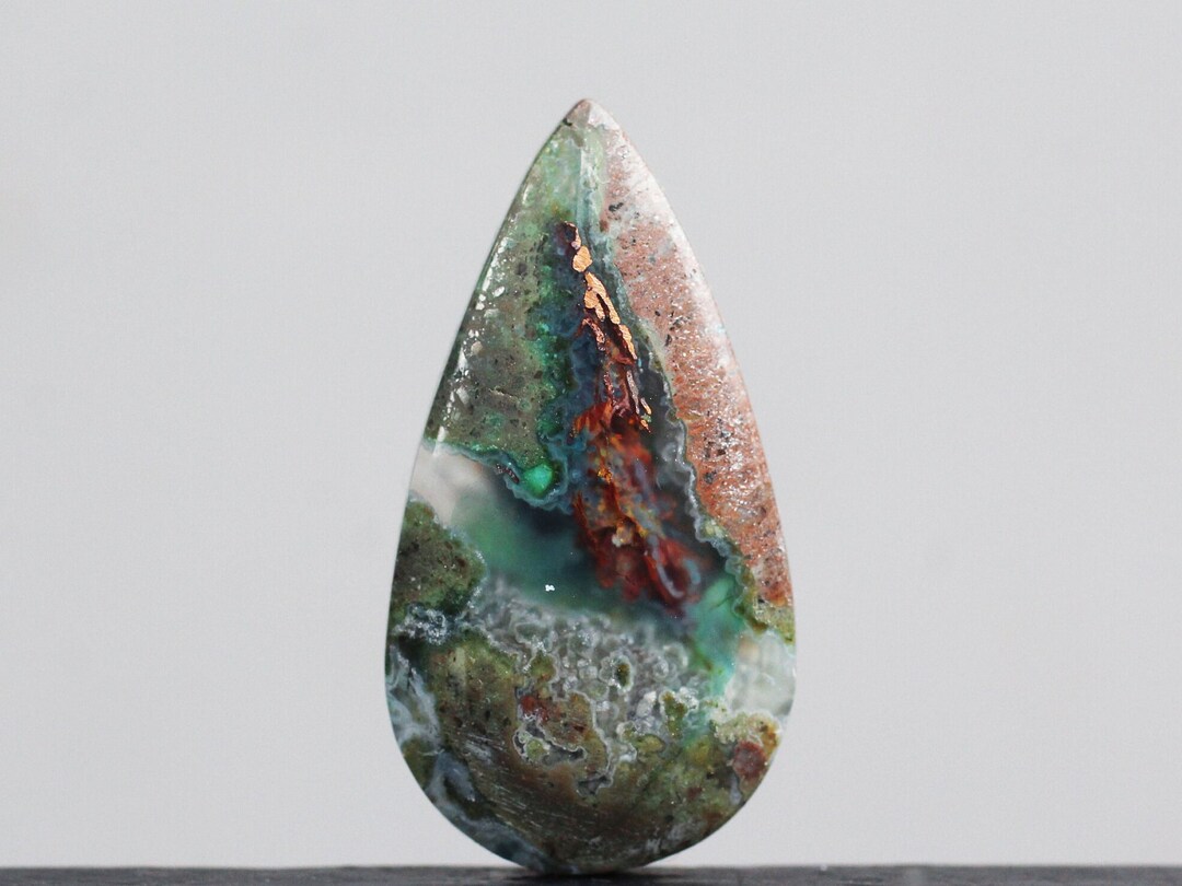 Chrysocolla Cabochon With Native Copper - Indonesia Gemstone - Etsy