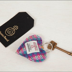 Harris Tweed Key Ring Colourful Wool Key Fob Heart Keychain | Etsy UK