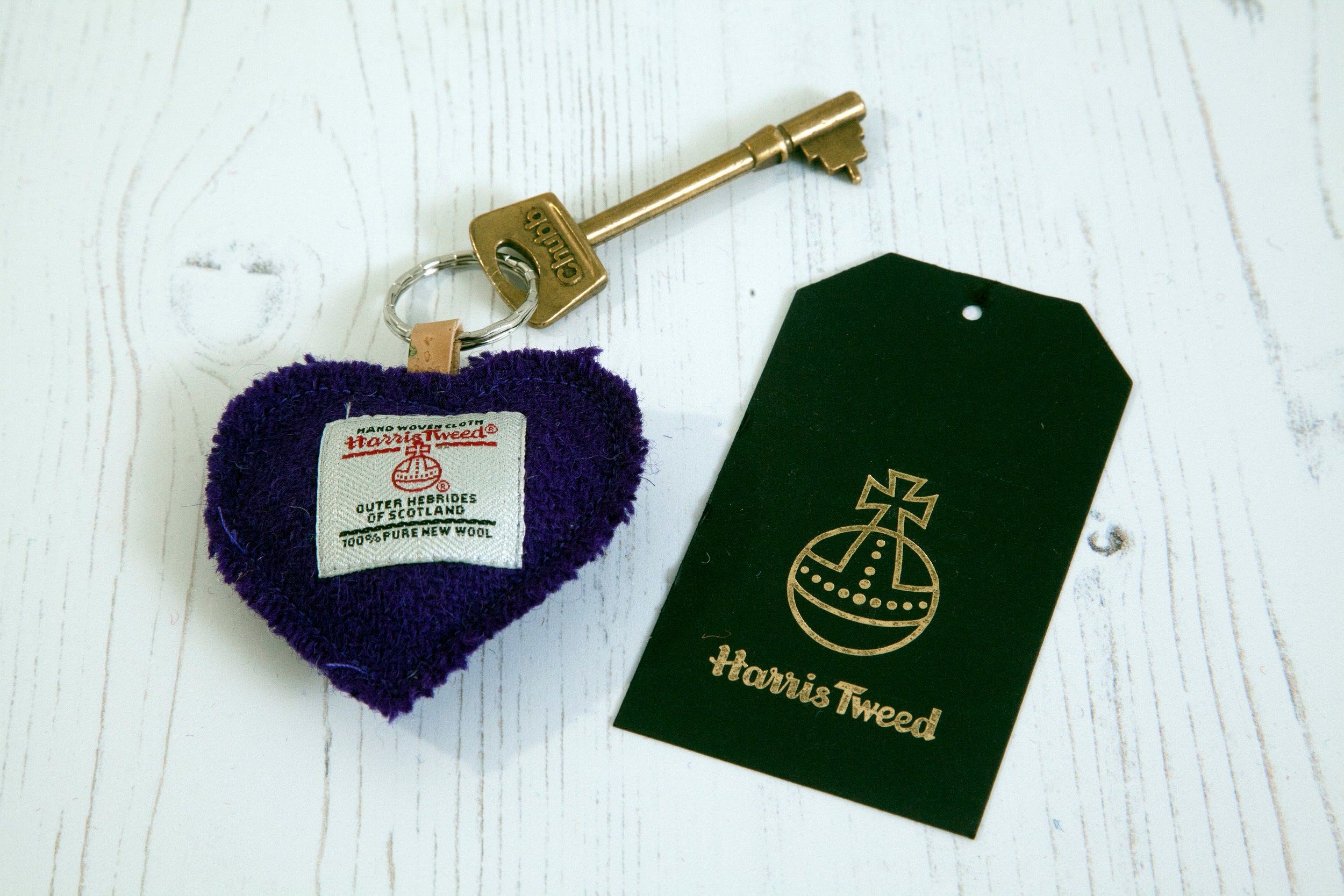 Harris Tweed Key Ring, Colourful Wool Key Fob, Heart Keychain, Rainbow ...