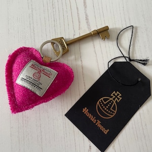 Harris Tweed Key Ring, Colourful Wool Key Fob, Heart Keychain, Rainbow ...