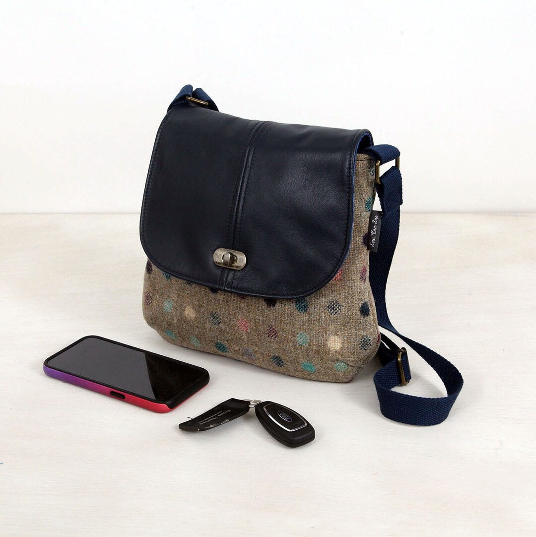 Wool and Leather Shoulder Bag, Abraham Moon Tweed Bag, Small Wool ...