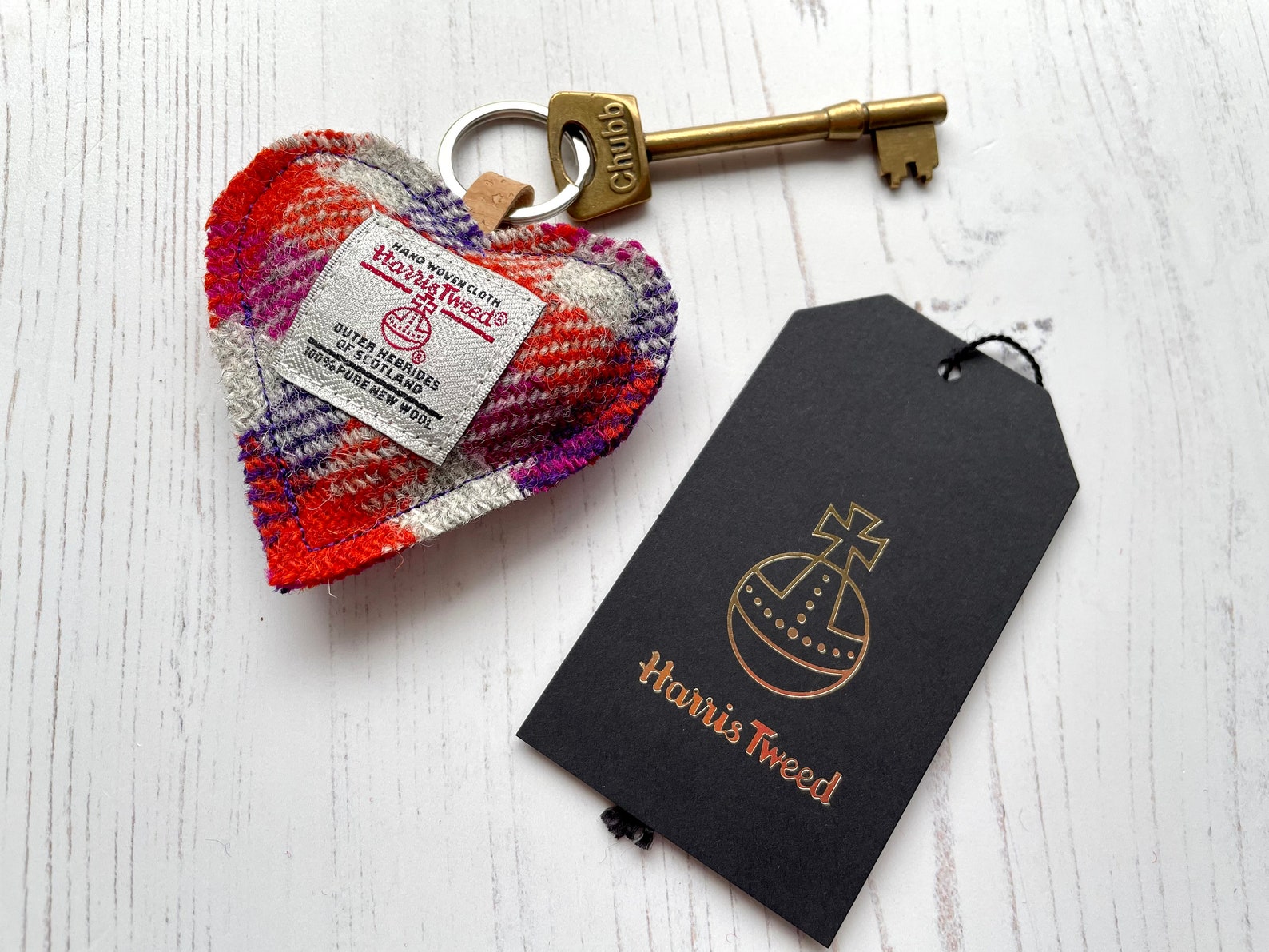 Harris Tweed Key Ring Colourful Wool Key Fob Heart Keychain | Etsy UK