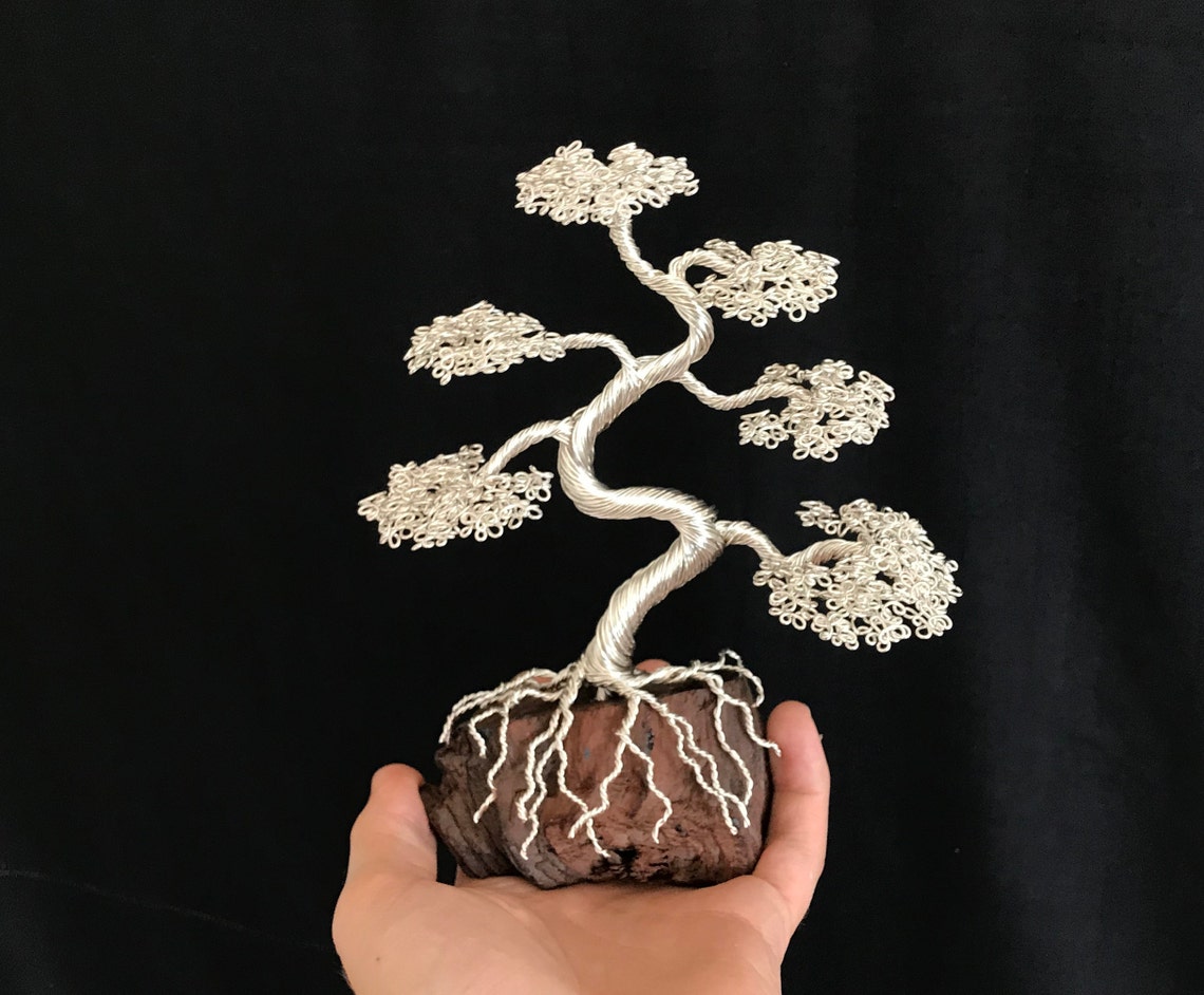 Upright/informal Silver Plated Bonsai Wire Tree Sculpture - Etsy