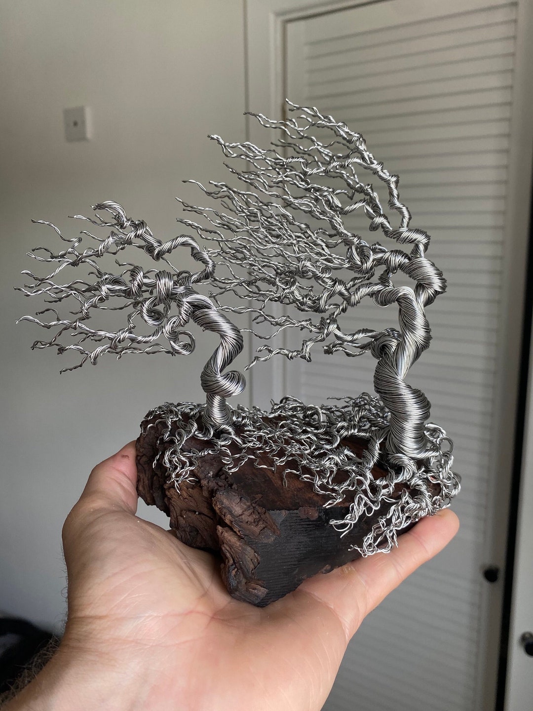 Dual Windswept Steel Wire Tree Sculpture - Etsy