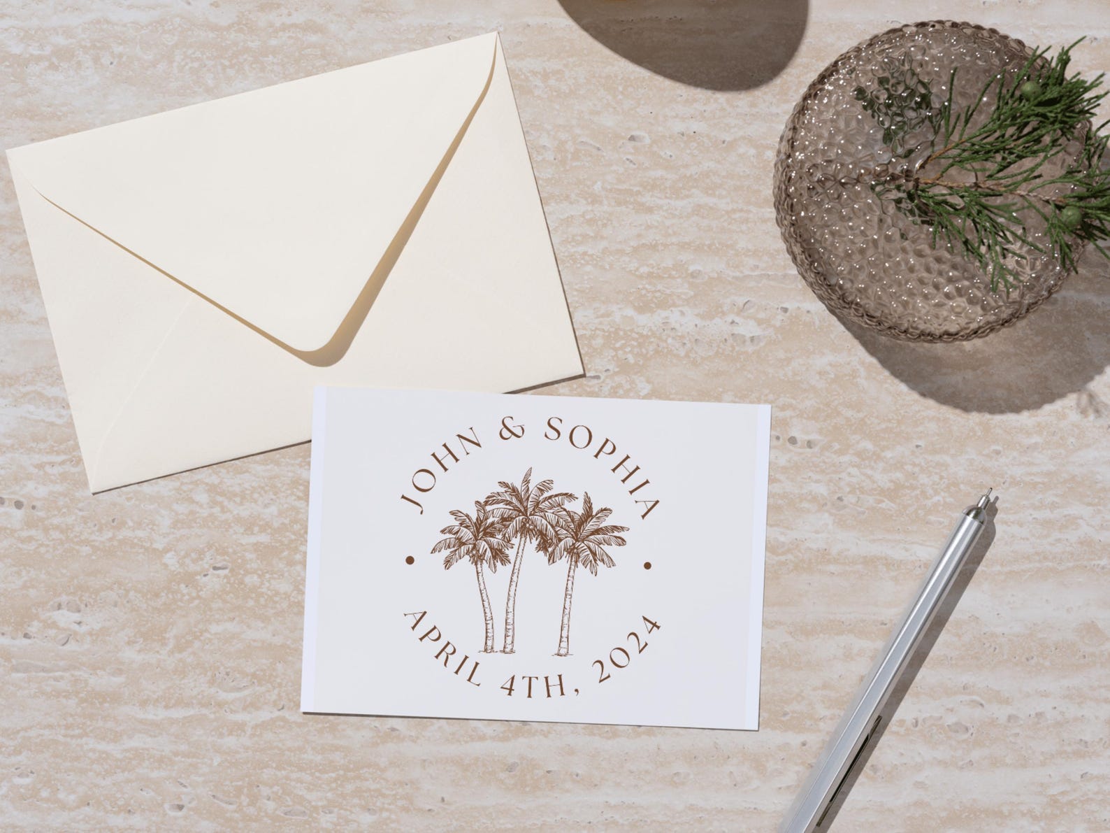 Palm Tree Wedding Logo for Invitation Beach Wedding, Hawaiian Wedding ...