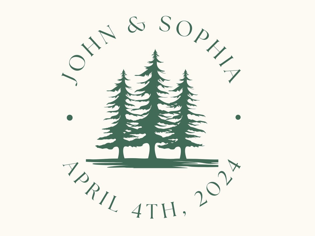Pine Tree Wedding Logo for Invitation Mountain Wedding, Wedding ...