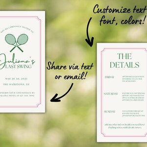 Country Club Theme Bachelorette Itinerary and Invitation Template ...