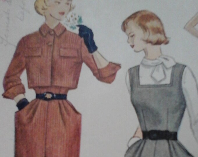 Rare 1950s Simplicity 3663 Teen Jumper or Dress and Jacket - Etsy