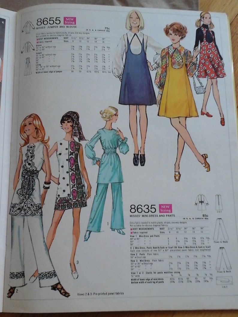 1960s Simplicity 8635 Mini-dress and Pants Pattern Size 8 - Etsy