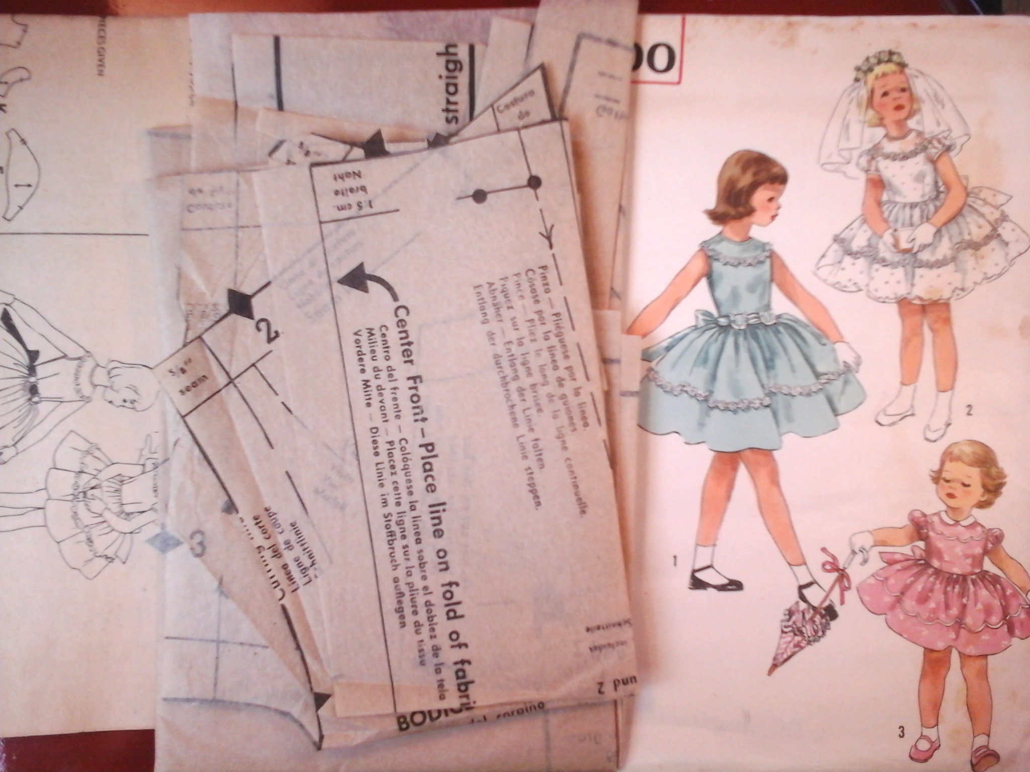 50s Simplicity 1900 Girls Dress Pattern, Size 5 Vintage 50s Girls Dresses, Fancy Child Dresses ...