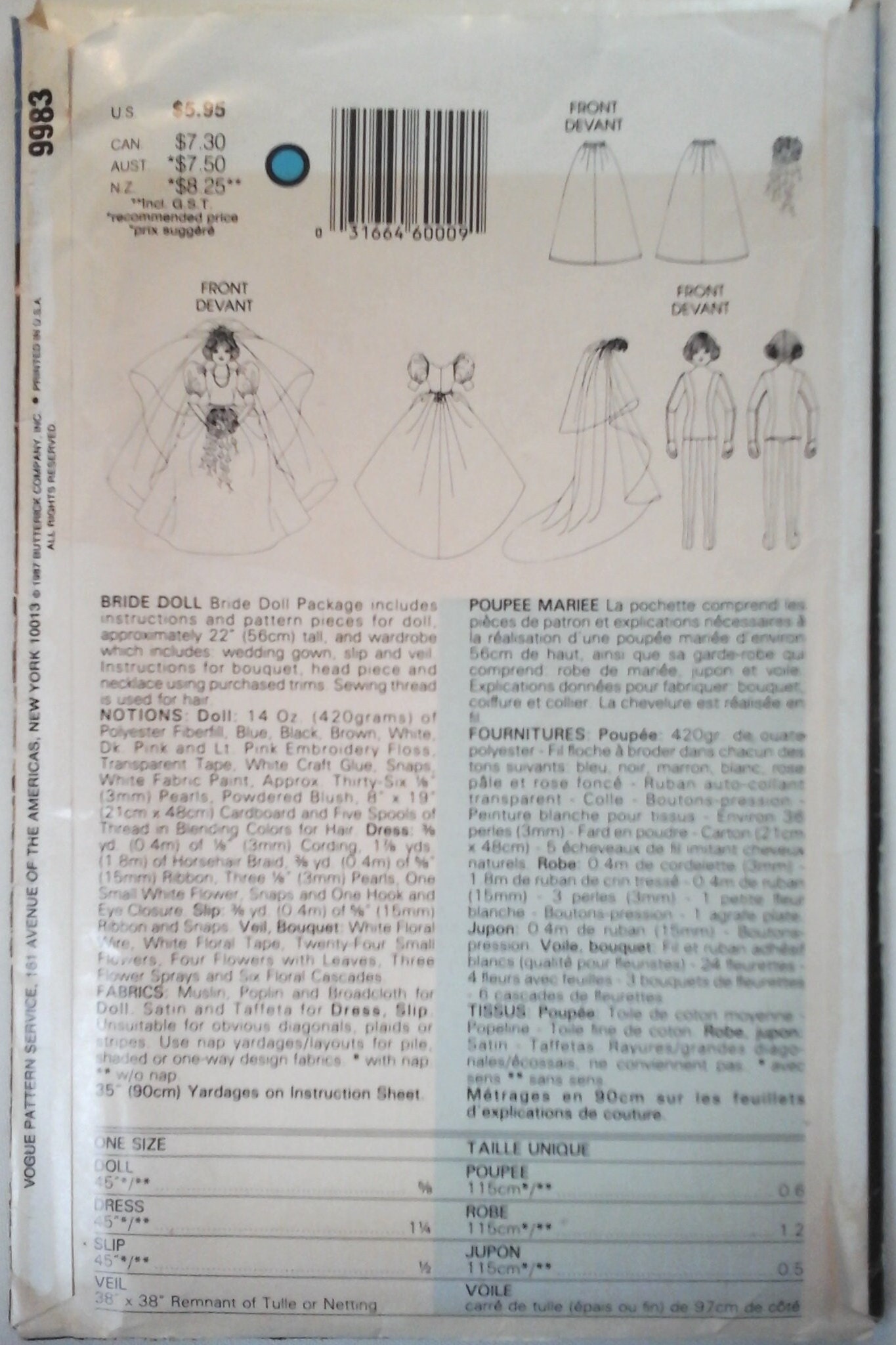 FF Vogue 9983 Linda Carr 22 Bride Doll Pattern, Vintage Doll DIY, Doll ...