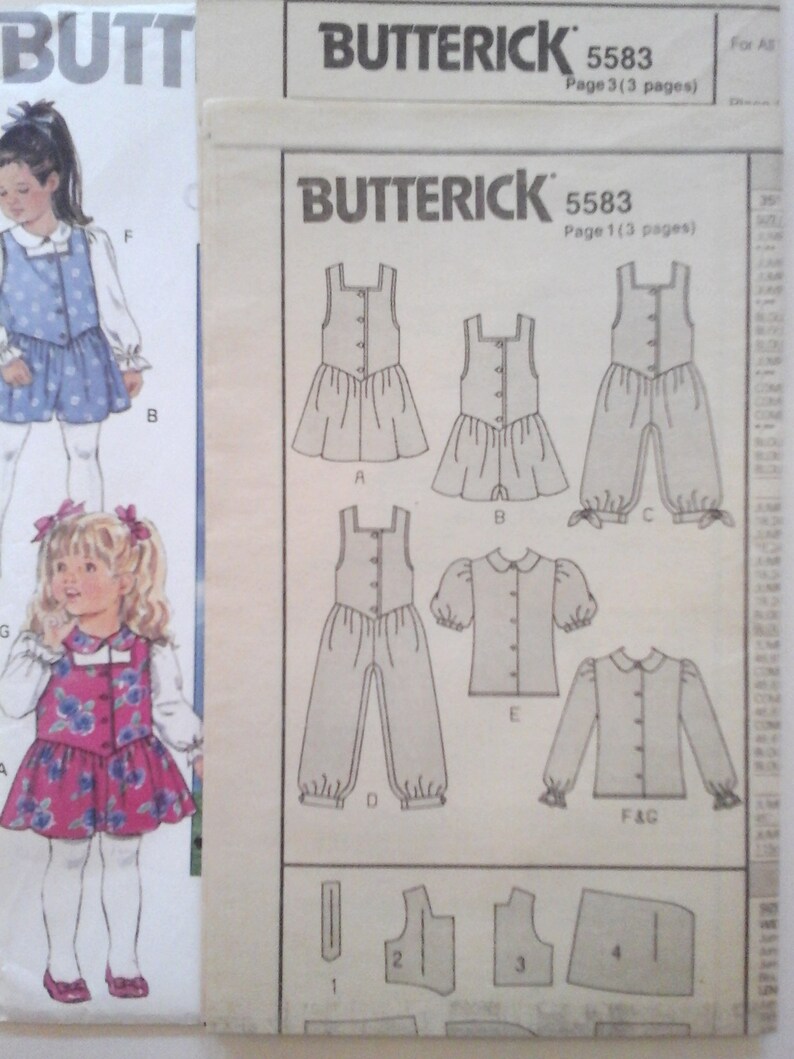 Butterick 5583 Childrens and Girls Jumpsuit or Romper Pattern - Etsy