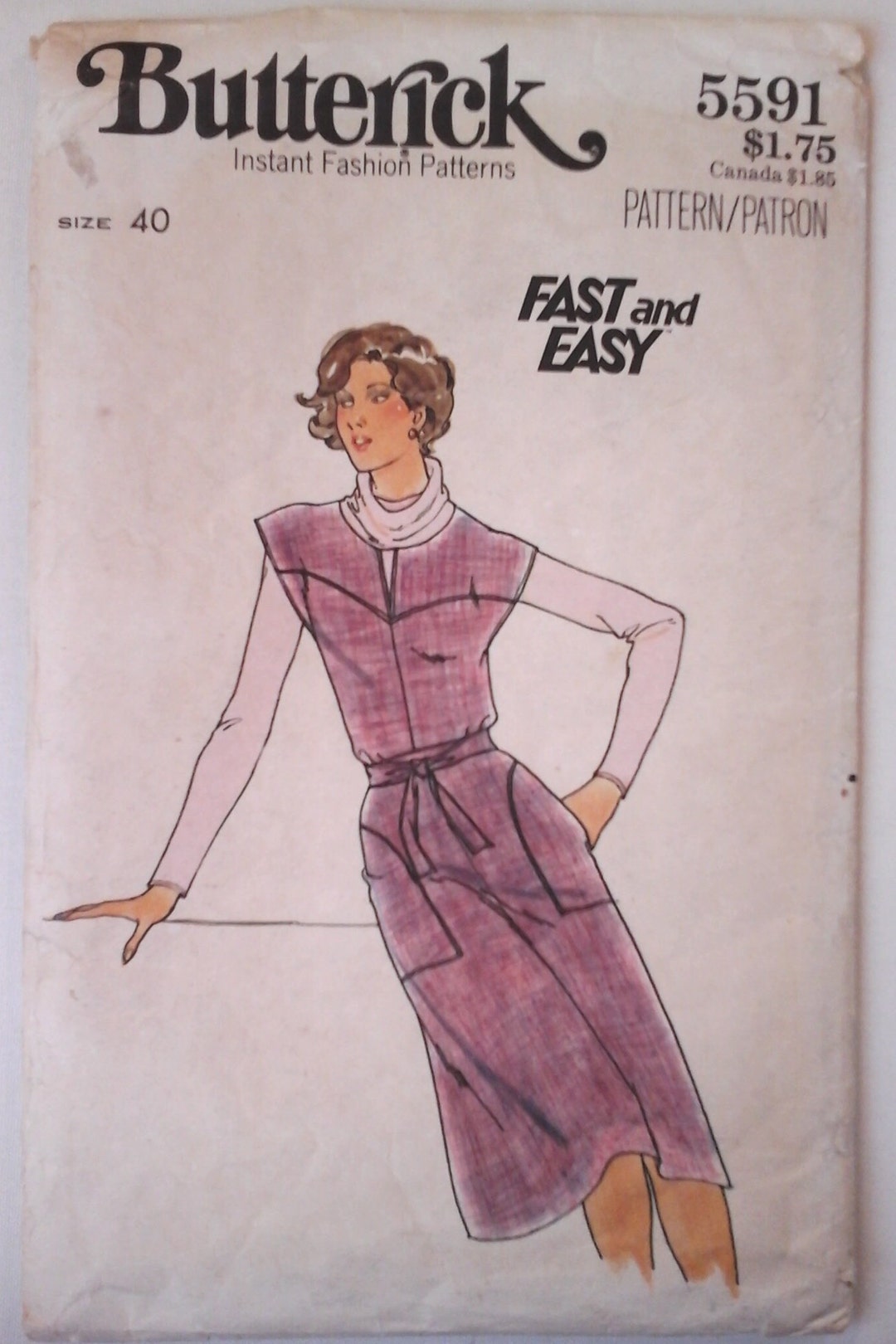 1970s Butterick 5591 Easy Midi Jumper Dress Pattern, Size 40 Bust 44 ...