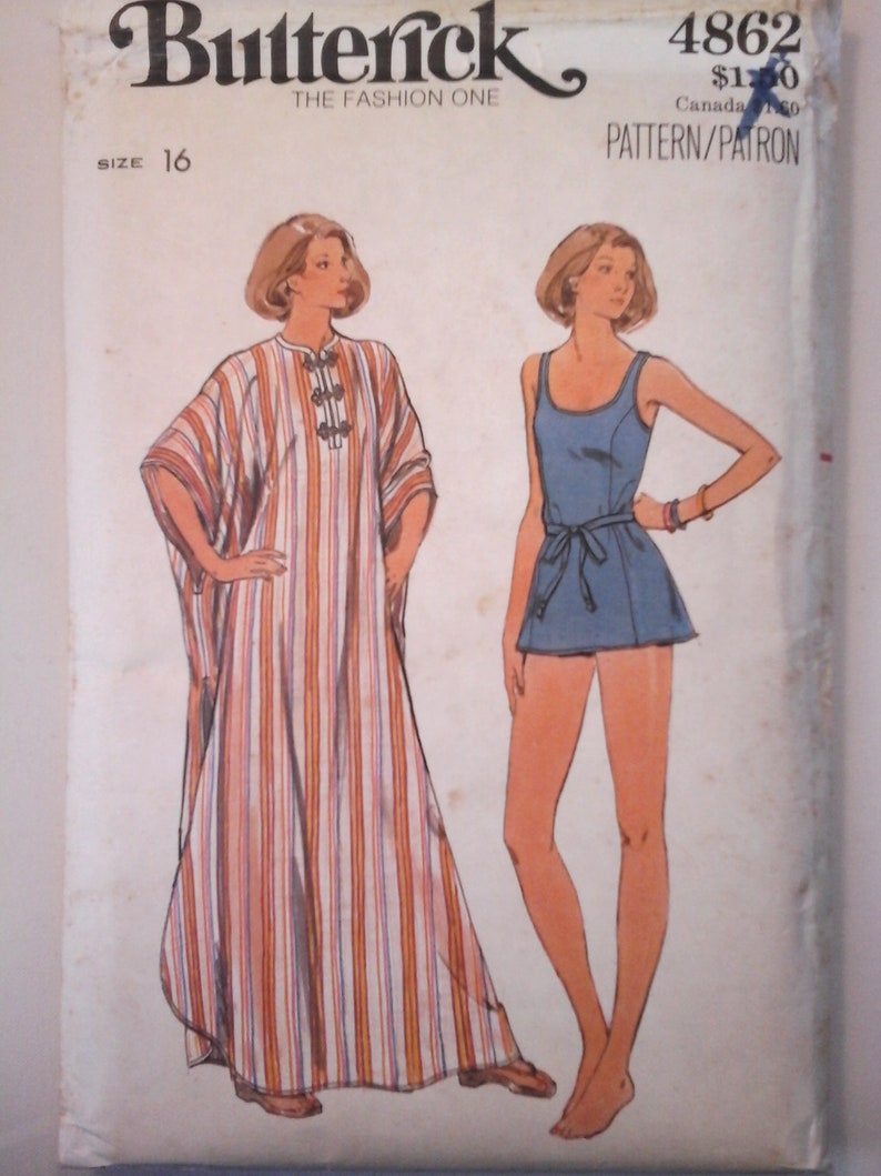 Butterick 4862 Misses Caftan and Swimsuit Pattern Size 10 - Etsy