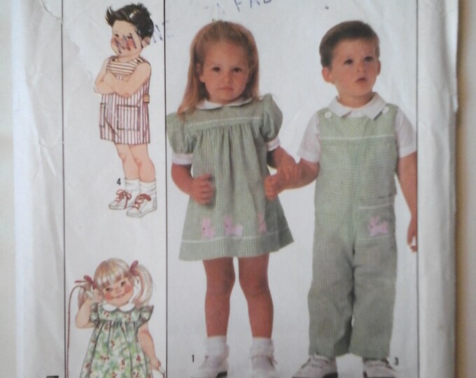 Simplicity 9497 Toddler Easy Dress and Overalls Pattern, size 1-4 yr ...