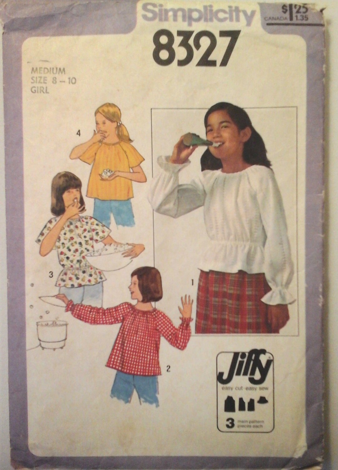 Simplicity 8327 Girls Easy Peasant Tops Pattern, Size 8-10 Medium, Bust ...