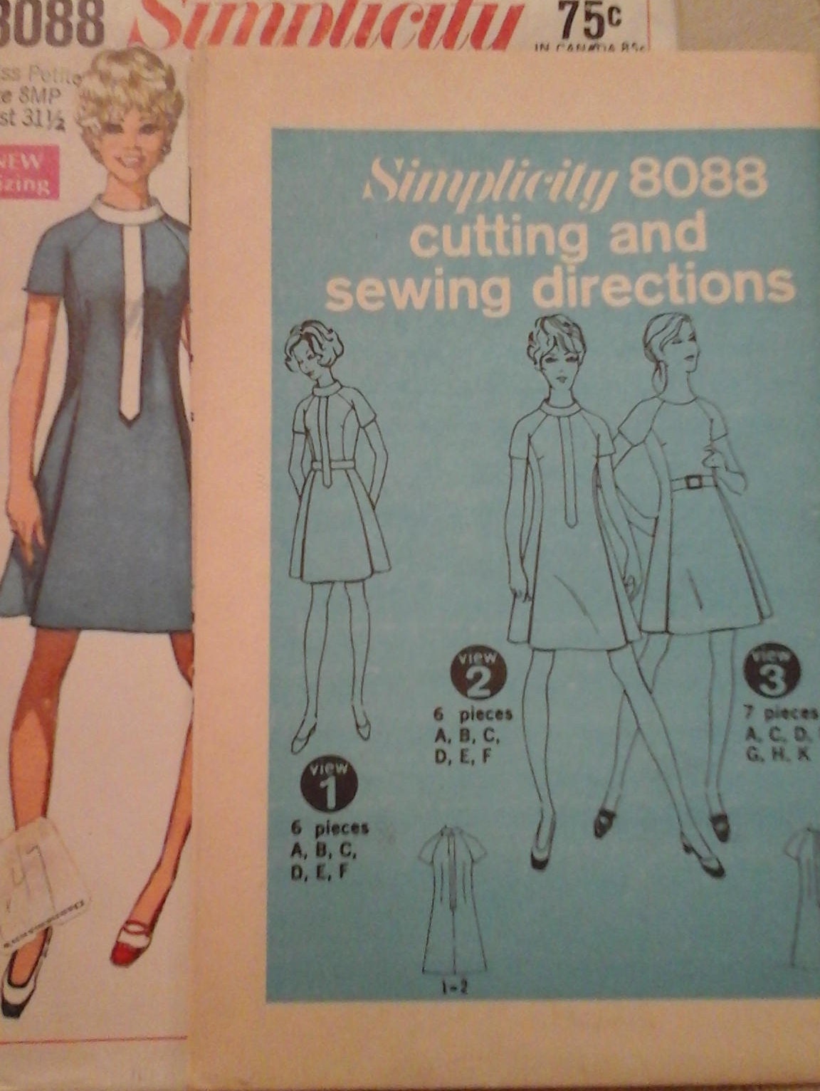 1960s Simplicity 8088 Gogo Dress Pattern, Size 8, Bust 31.5, Vintage ...
