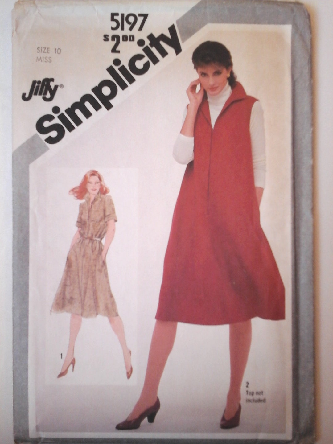 80s Simplicity 5197 Misses Jiffy Pullover Dress or Jumper Pattern, Size ...
