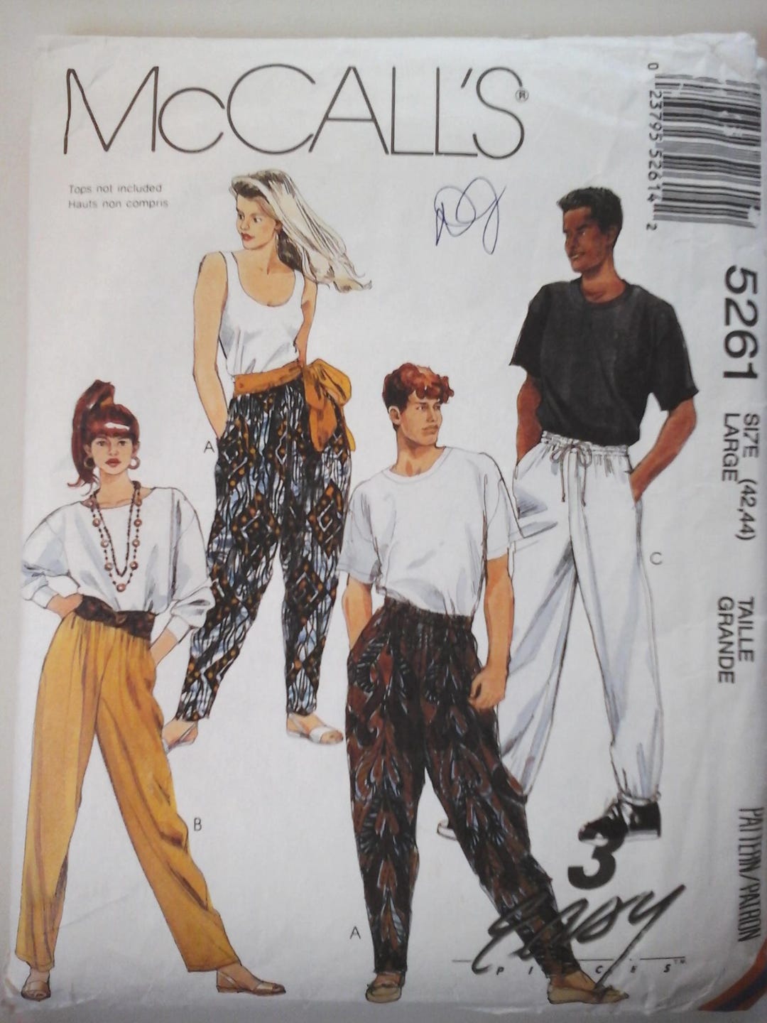 Mccall's 5261 Men's or Misses Loose-fit Pants Pattern, Size 42-44 ...