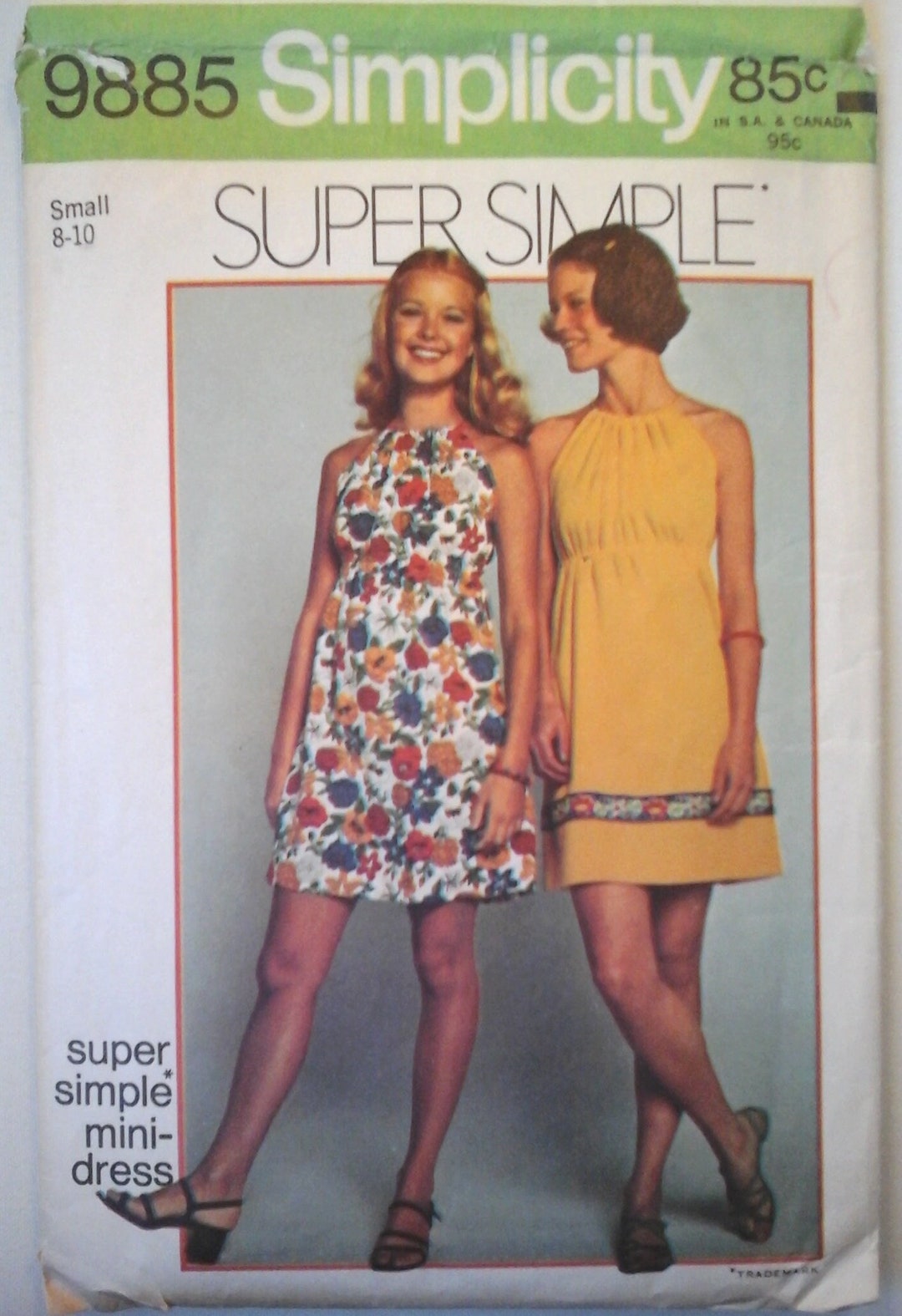 70s Simplicity 9885 Super Easy Dress Pattern, Size 8-10, Bust 31.5-32.5 ...
