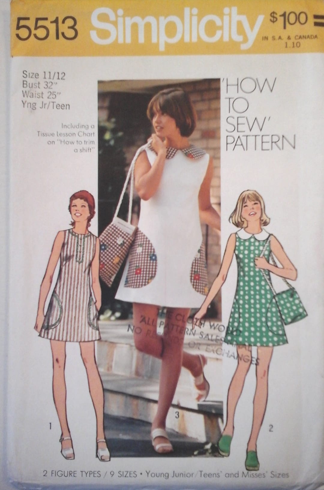 FF Simplicity 5513 Teen/girl Mini Dress With Collar & Matching Purse ...