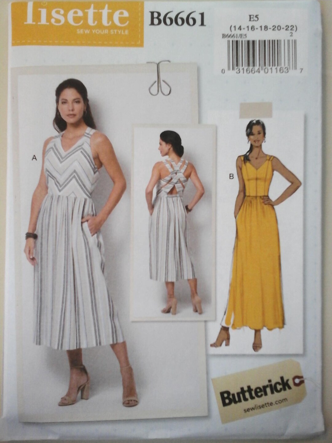 Butterick B6661 Lisette Sundress Pattern, Size 14-22, Bust 36-44, Large ...