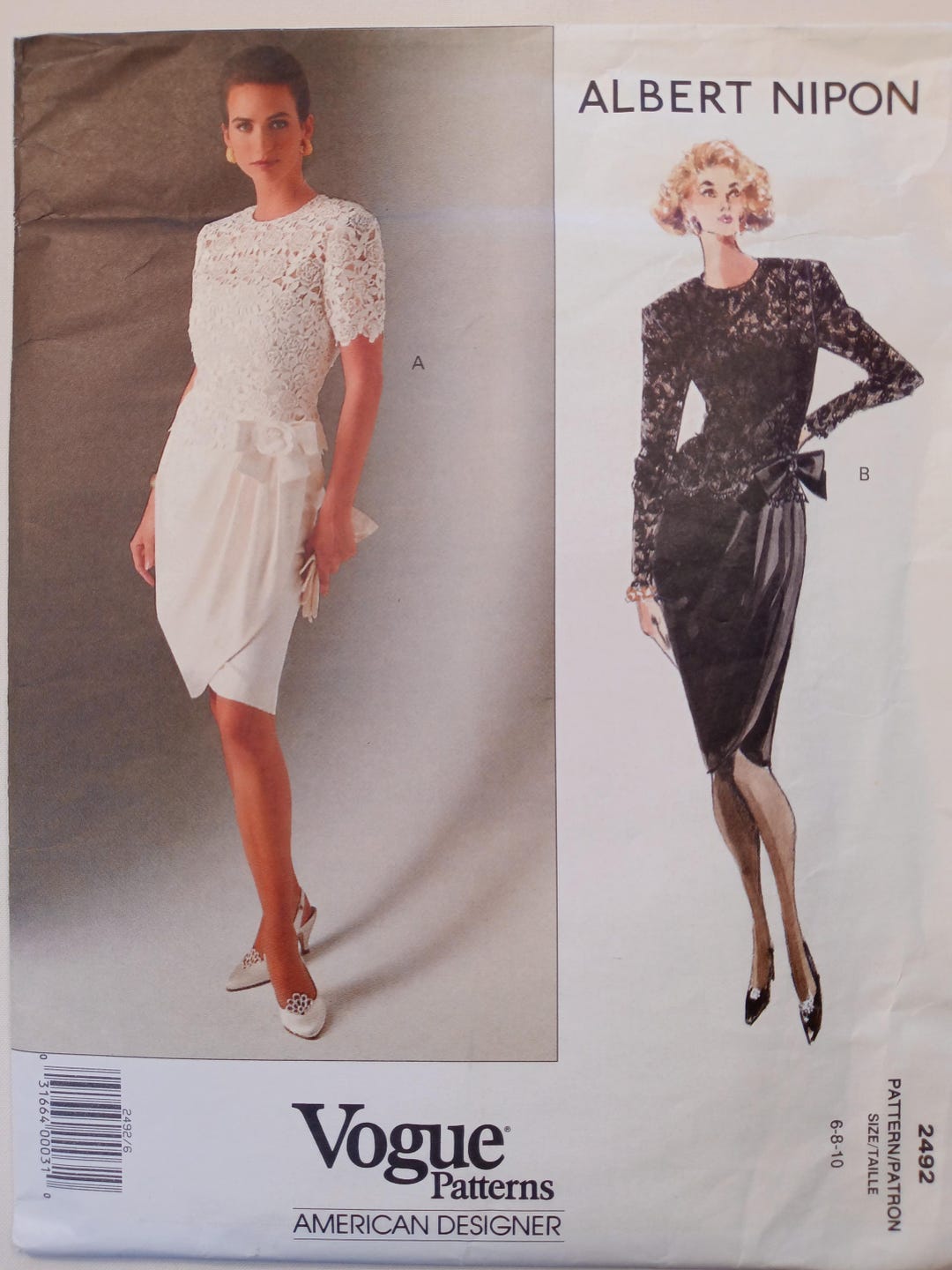 FF Vogue 2492 Albert Nipon, American Designer Evening Dress, Sizes 6-8 ...