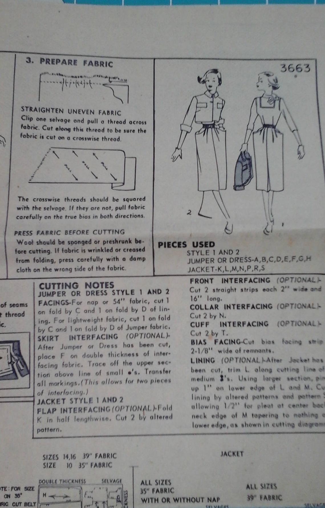 Rare 1950s Simplicity 3663 Teen Jumper or Dress and Jacket | Etsy