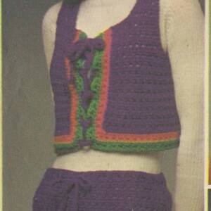 PDF Vintage 70s Simplicity 9700 Crochet Shorts, Vest and Hat Pattern ...