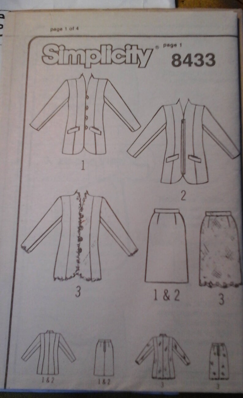 1980s Simplicity 8433 Misses Semi-fitted Suit With Lined Jacket Pattern ...