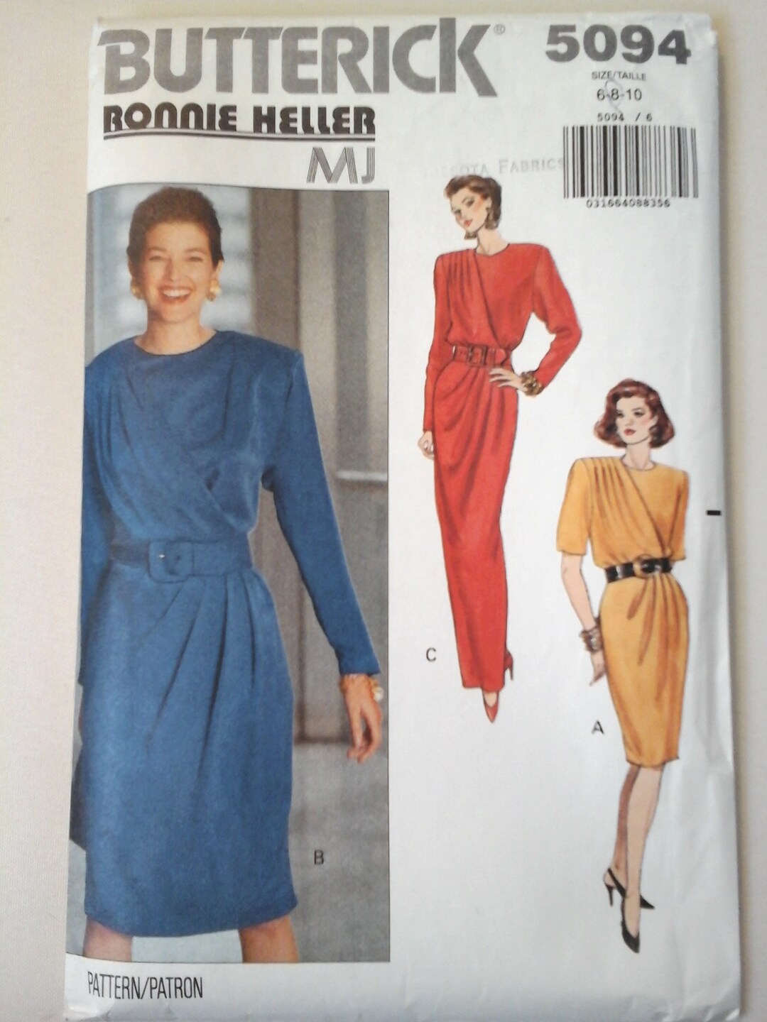 Butterick 5094 Ronnie Heller Designer Evening Dress Pattern, Sizes 6-8, Bust 30.5-31.5, Petite ...