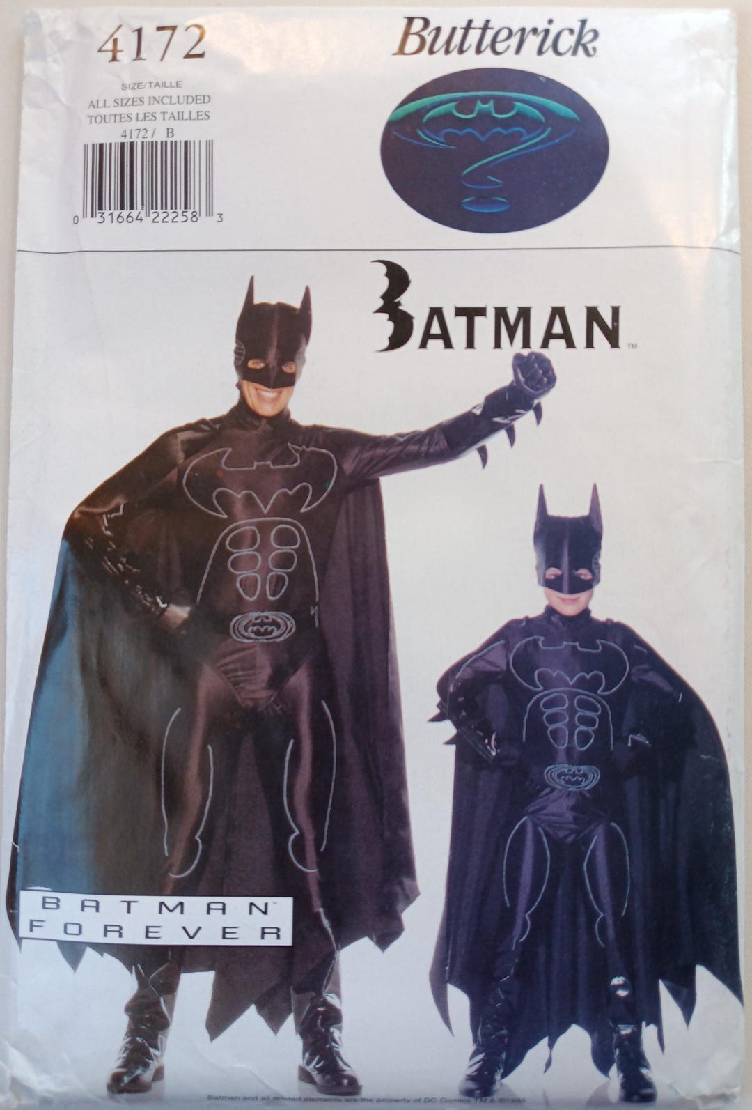 FF Butterick 4172 Boys BATMAN FOREVER Costume & Mask, halloween Batman ...