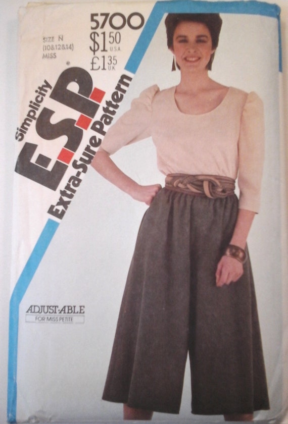 Simplicity 5700 Easy Blouse and Culottes Pattern Sizes | Etsy