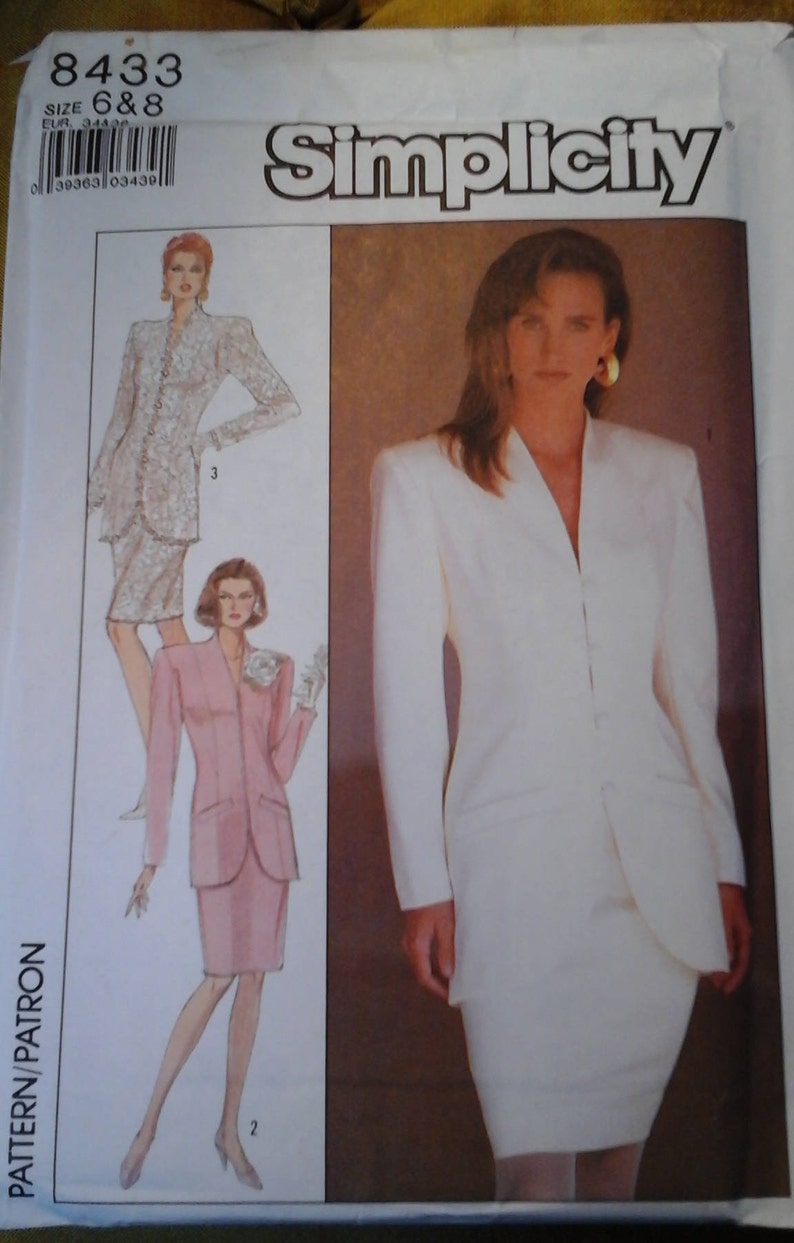1980s Simplicity 8433 Misses Semi-fitted Suit With Lined Jacket Pattern ...