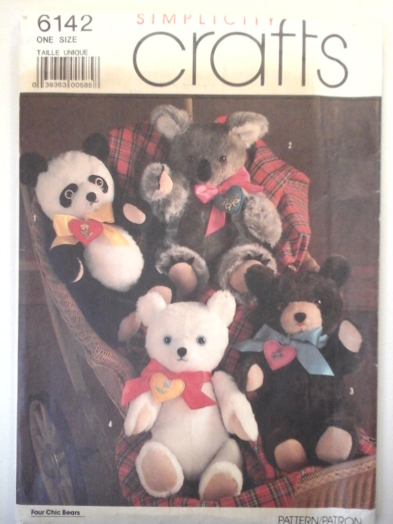 Simplicity 6142 Teddy Bears Sewing Pattern, Faux Chenille Teddy Bear ...