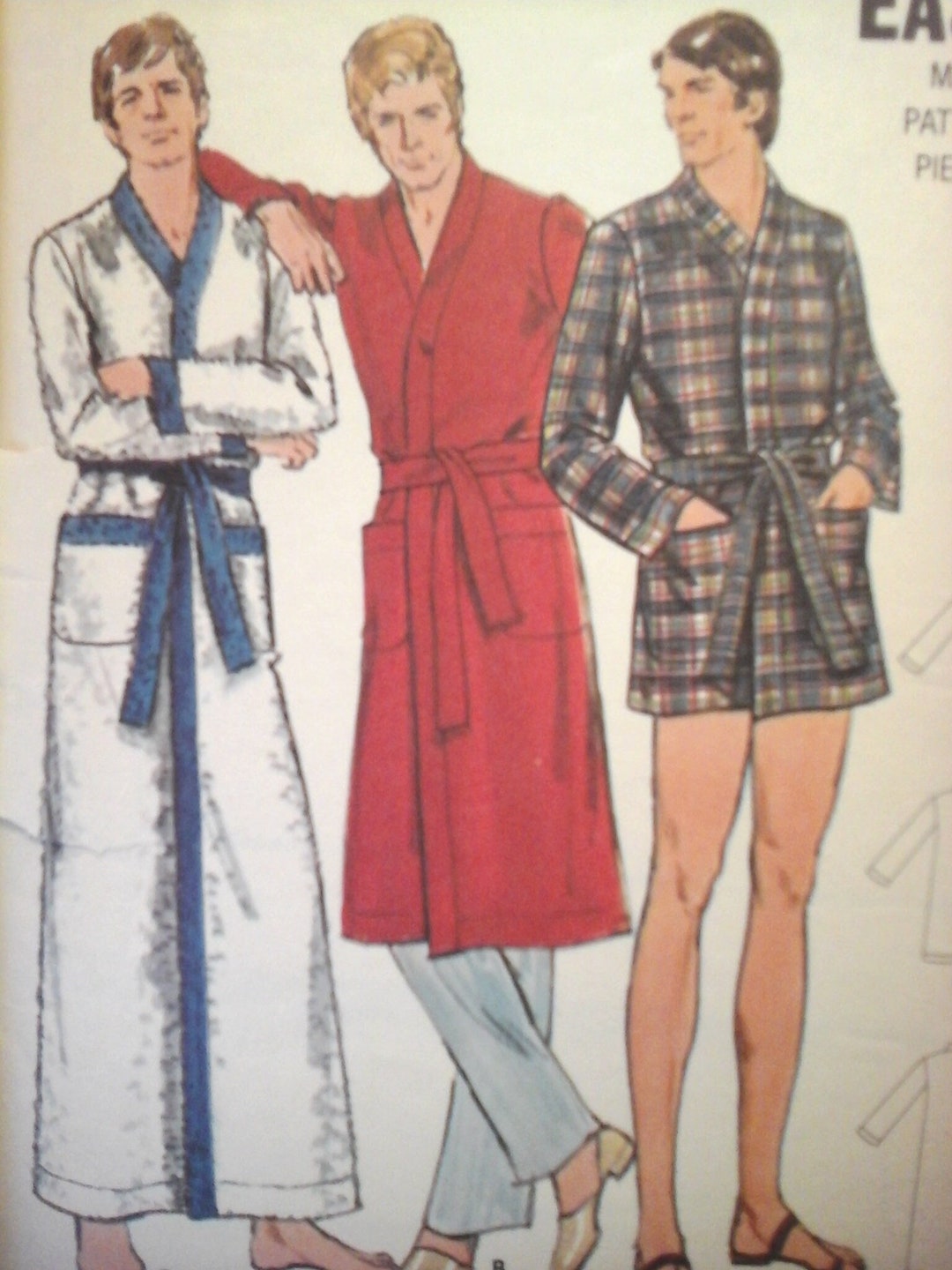 1970s Butterick 6275 Mens Robe in Three Lengths Pattern, Size Large 42 ...