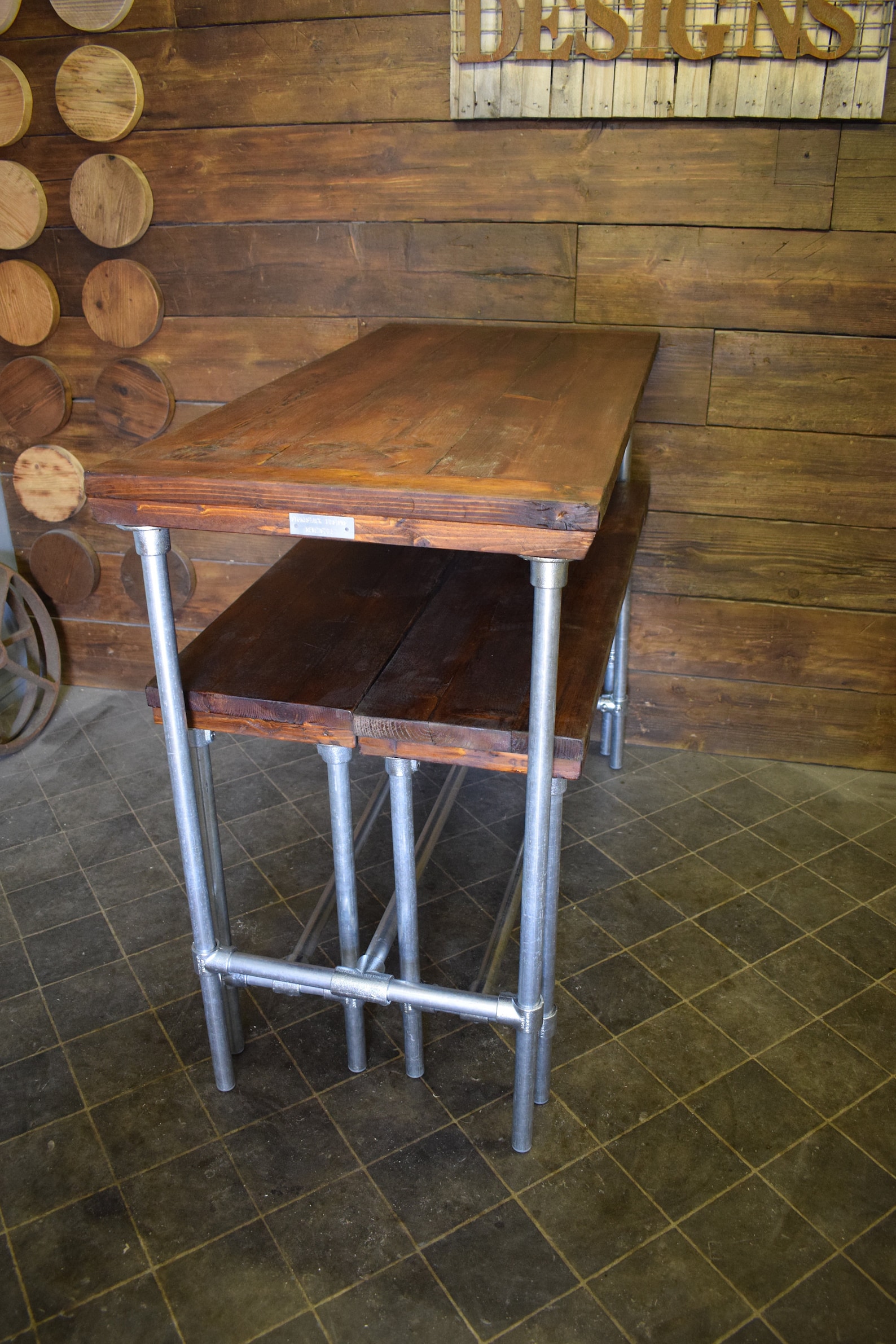 Industrial High Bar Table and Bench Set Reclaimed Scaffold | Etsy