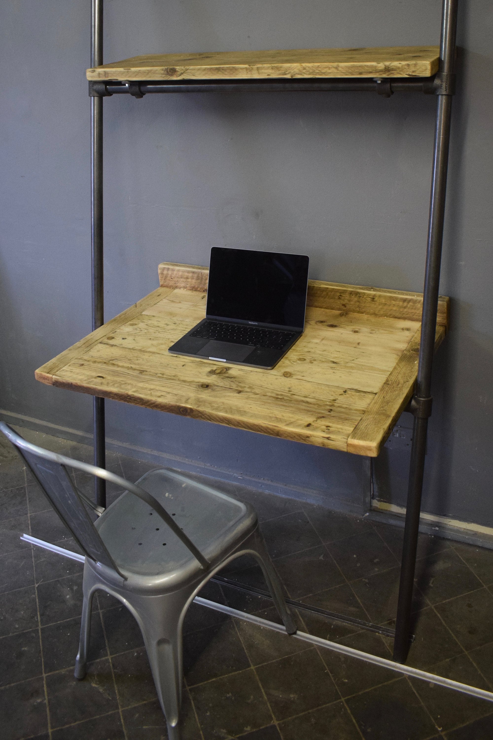 Deep 60cm Raw Steel Lean-to Desk/Ladder Desk Industrial | Etsy