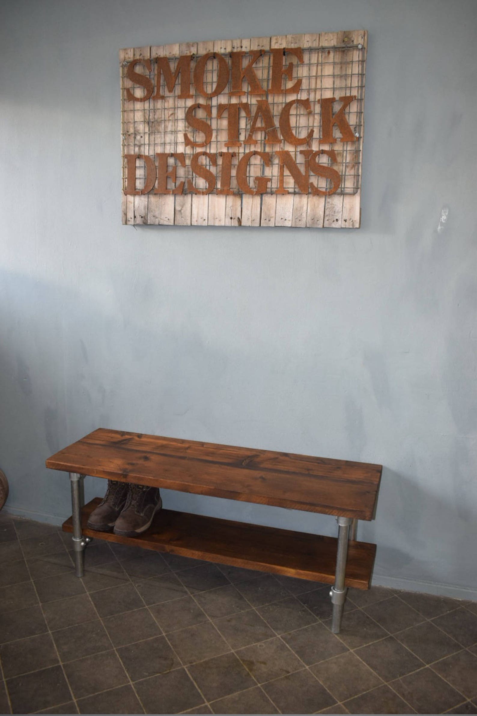 Industrial Hallway/boot-room Bench With Shelf or Rails | Etsy UK