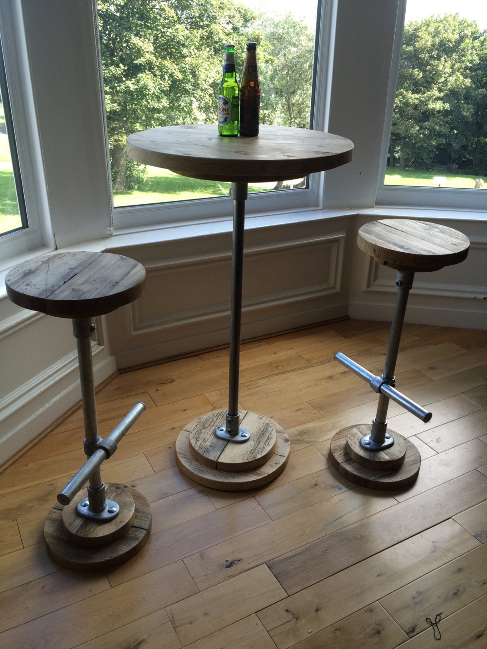Industrial Style 60cm Poseur Table/bar Galvanised Steel and - Etsy UK