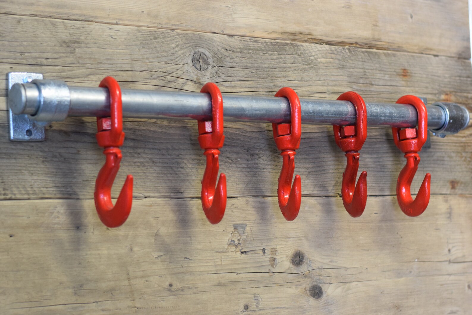 Industrial Coat Hooks on Wall Mounted Rail, 3 to 6 Hooks, Made From ...