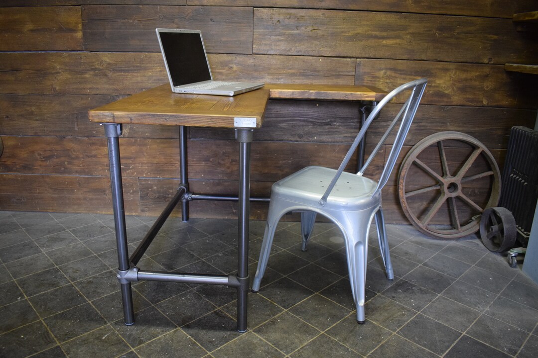 Space Saving Shallow Industrial Corner Desk, Reclaimed Scaffold Board ...